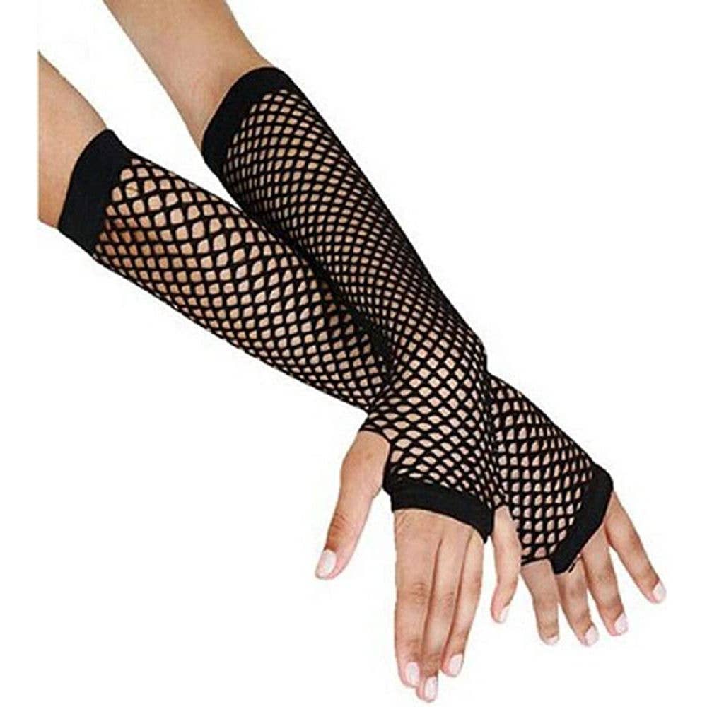 Black Long Hand Fishnet Mesh Gloves – White Rose Eclectics